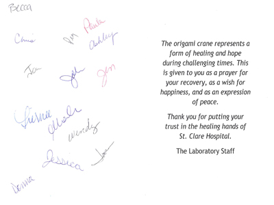 Origami Cranes Bring Hope to St. Clare Hospital Patients ...