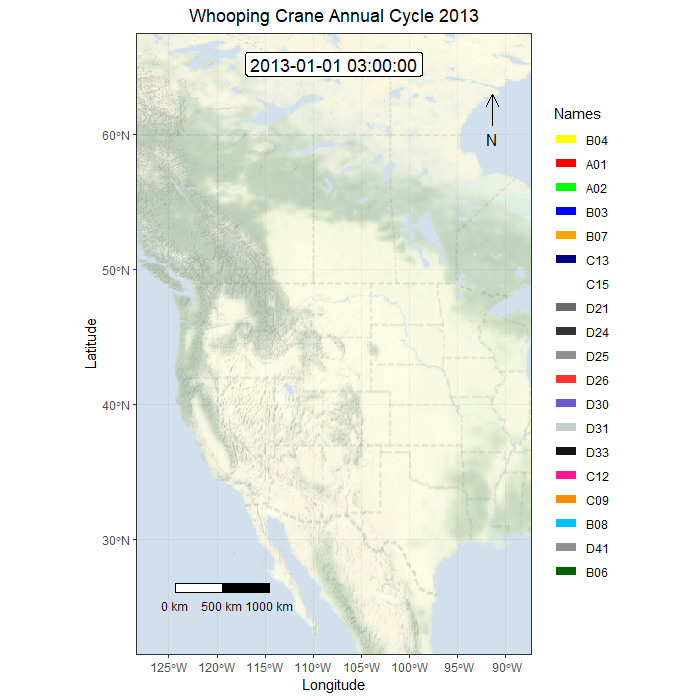 Visualizing Whooping Crane Migrations Between Texas and Canada - International Crane Foundation